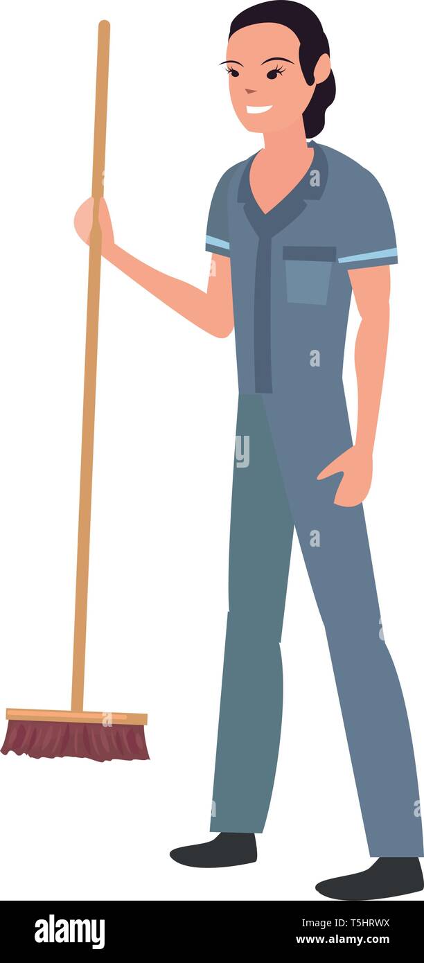 street sweeper woman profession labour day vector illustration Stock ...