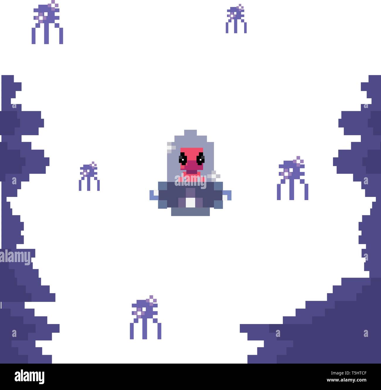 screen invaders battle video game retro vector illustration design ...