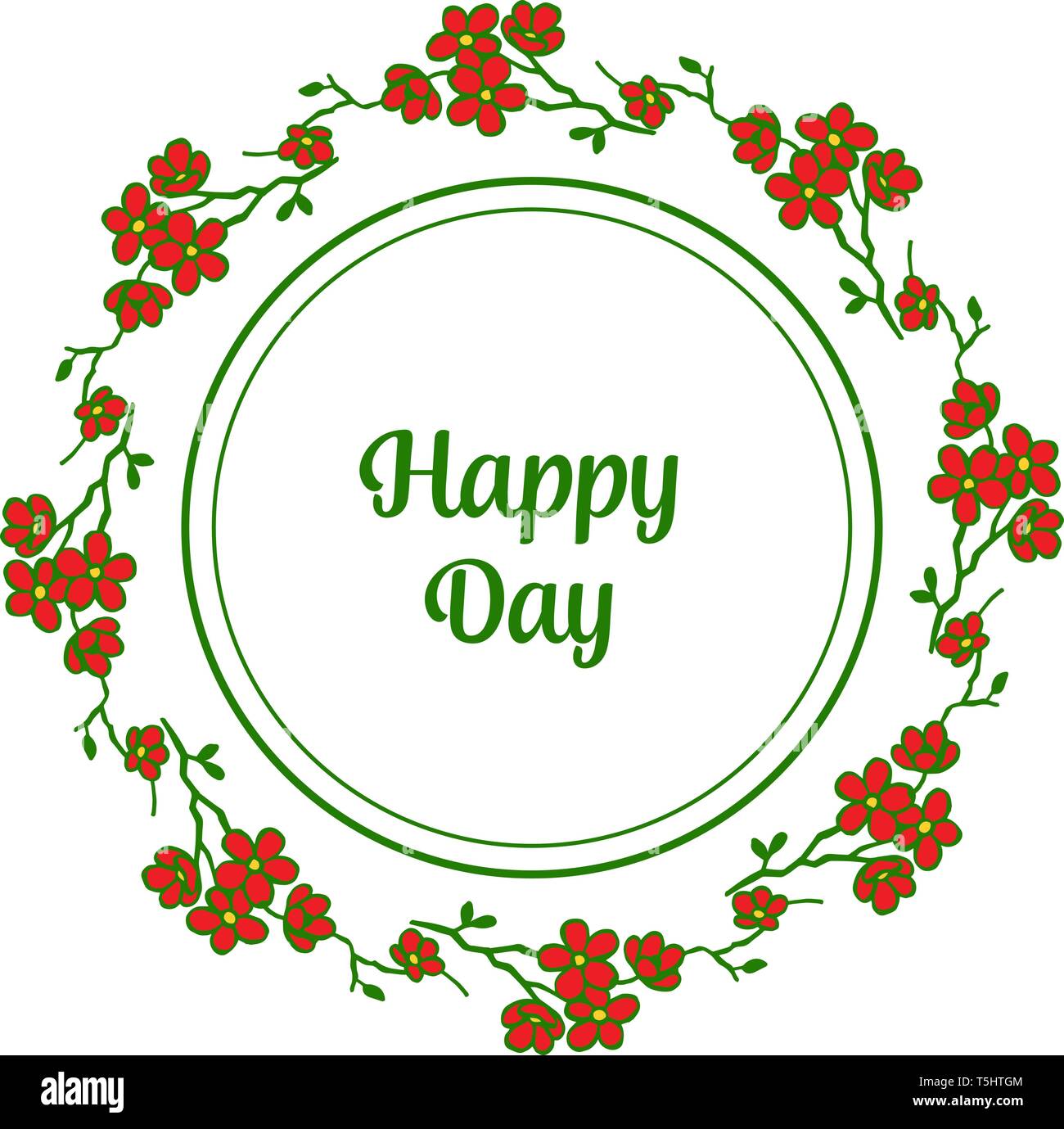 Vector illustration decor red flower frame with design of card happy ...