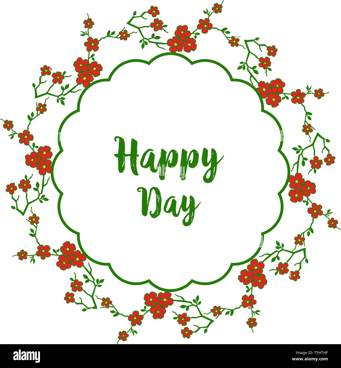 Vector illustration shape wreath frame with decorative of card happy ...