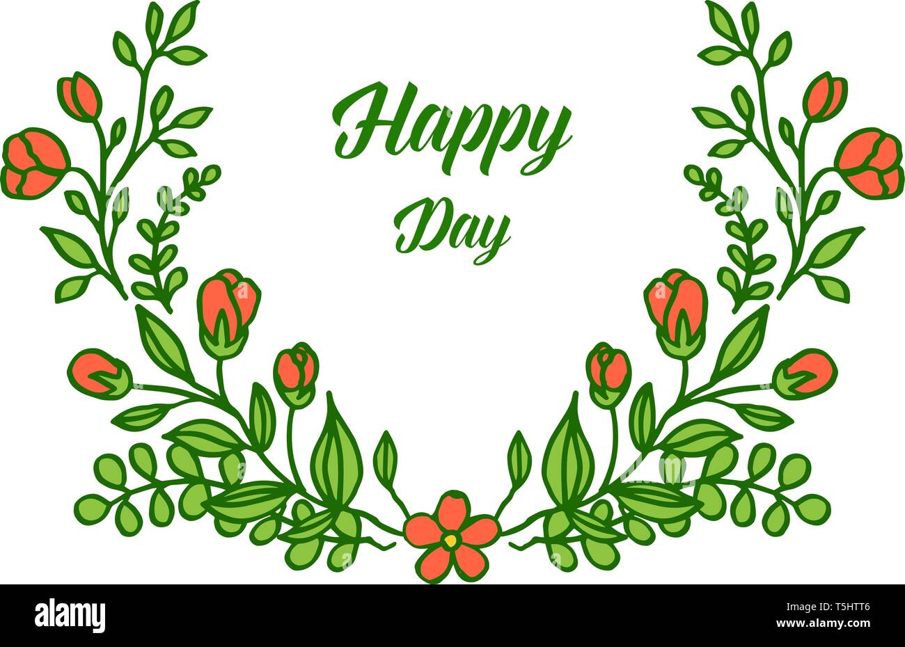 Vector illustration banner happy day for design artwork orange wreath ...