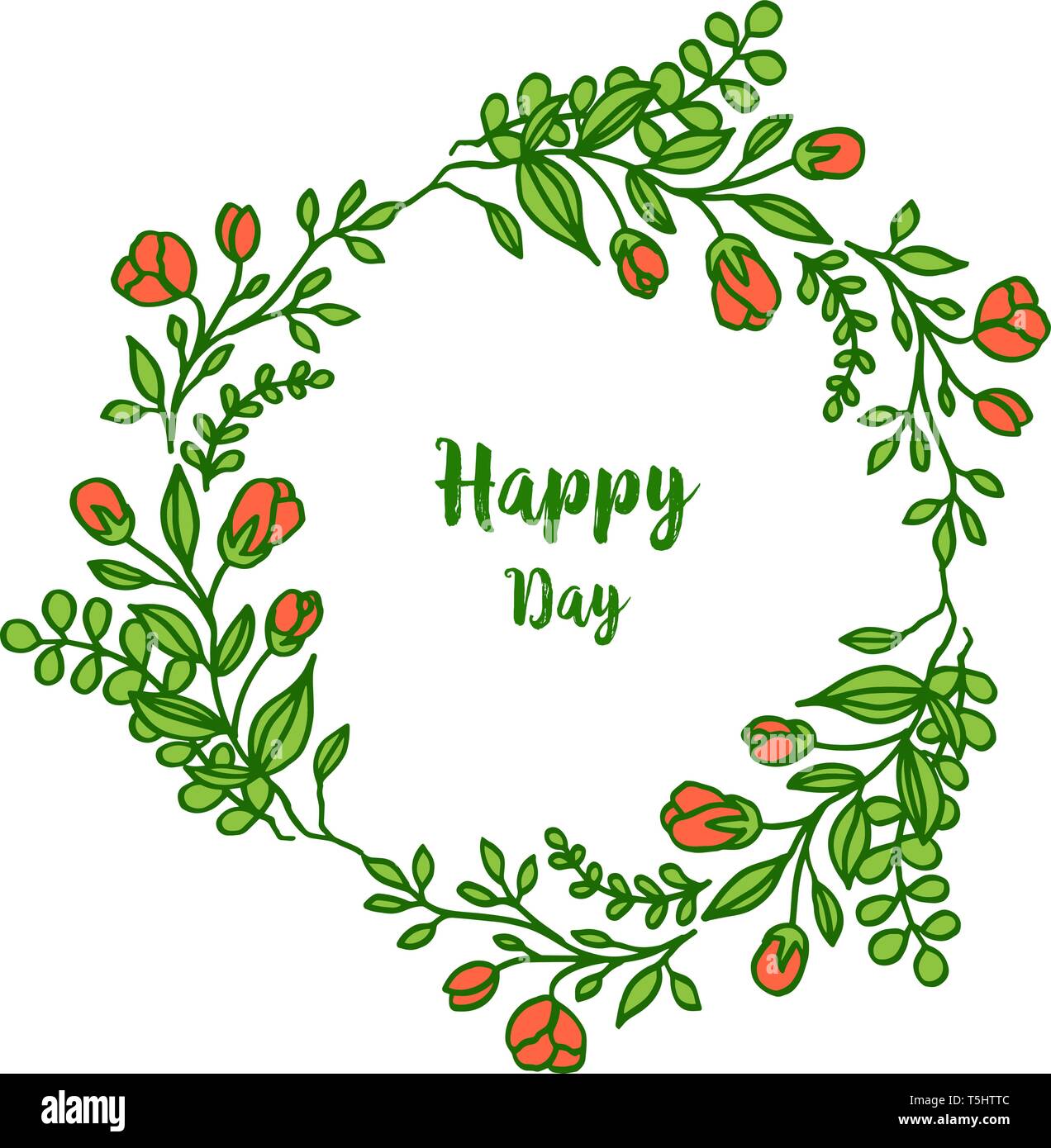 Vector illustration banner happy day for design artwork orange wreath ...