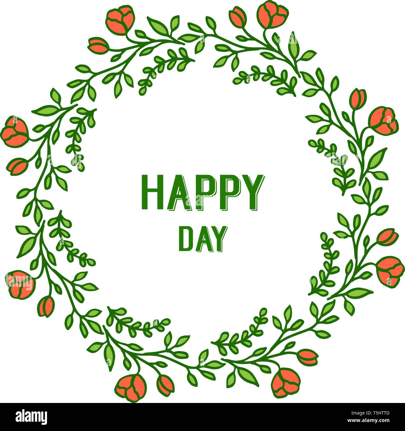 Vector illustration banner happy day for design artwork orange wreath ...