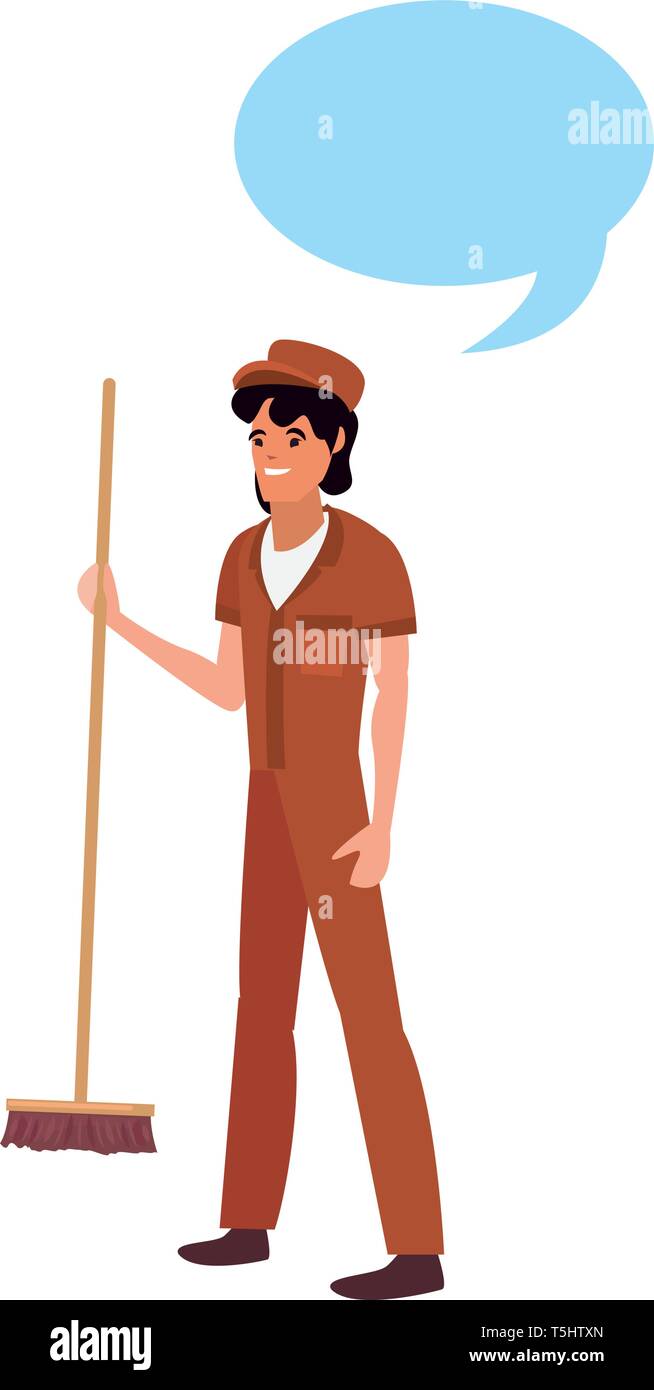 street sweeper profession labour day vector illustration design Stock ...