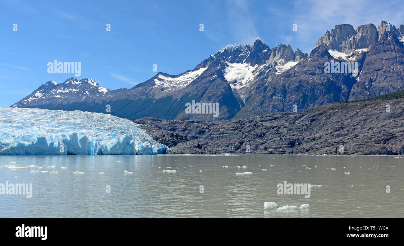Grey Glacier and the Cerro Paine Grande in Torres del Paine in ...