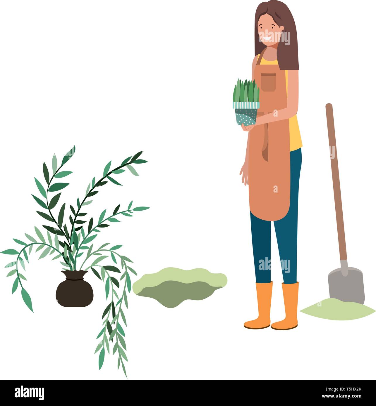 woman with tree to plant avatar character Stock Vector Image & Art - Alamy