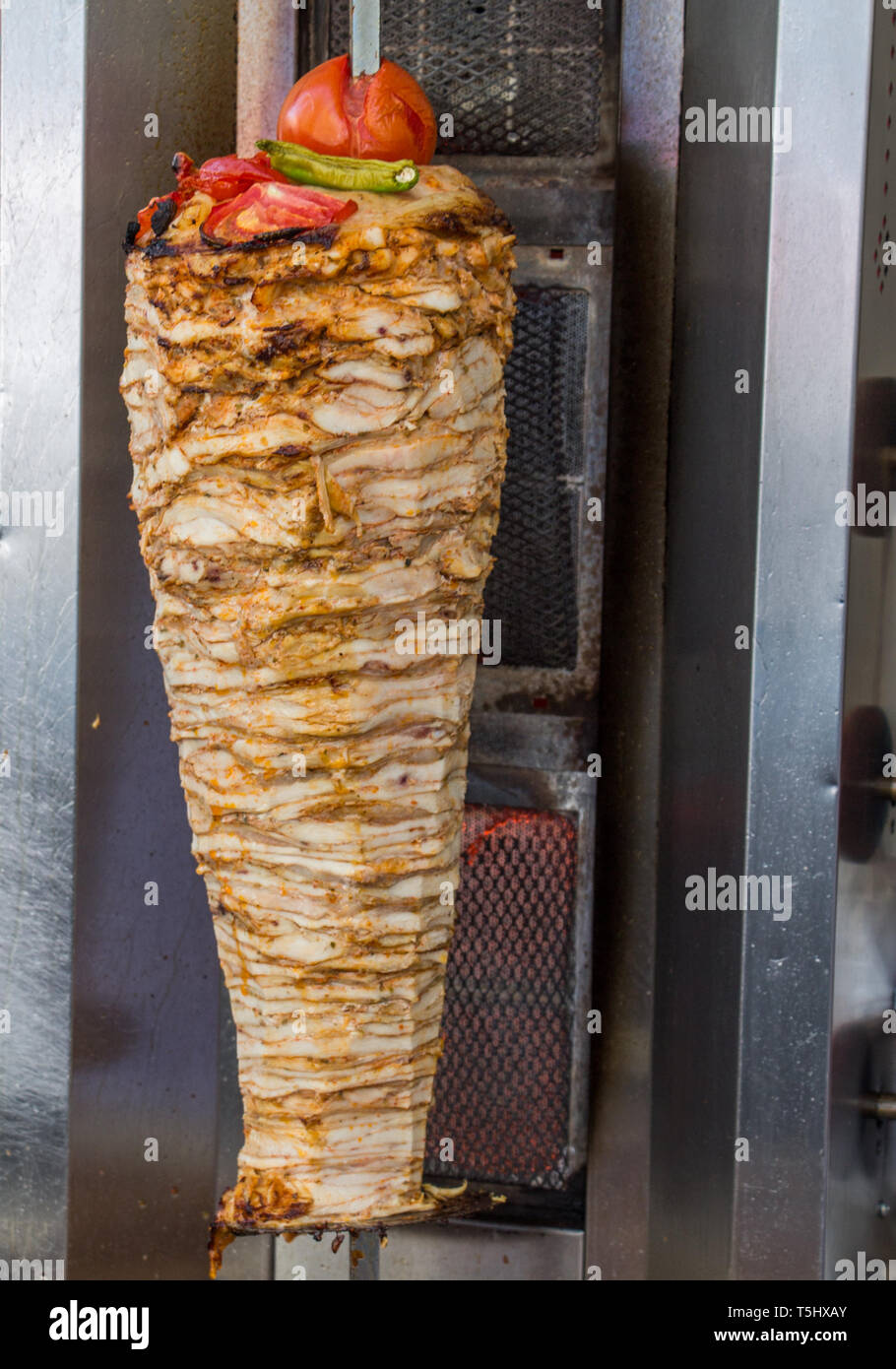 Traditional Turkish Doner Kebab on pole Stock Photo - Alamy