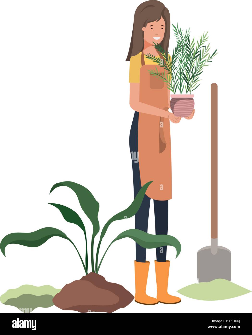 woman with tree to plant avatar character Stock Vector Image & Art - Alamy