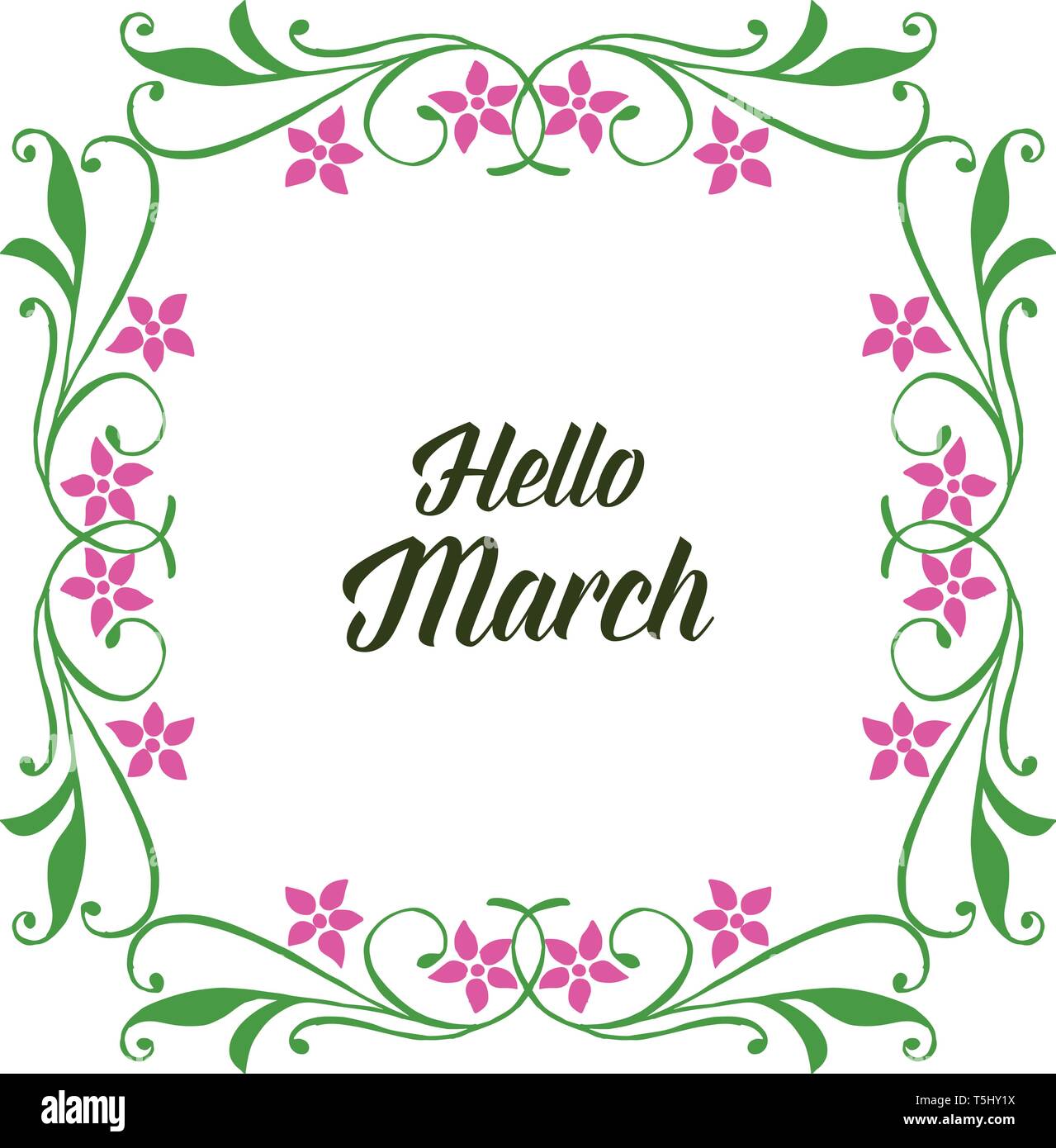 Vector illustration beautiful flower frame for invitation hello march ...