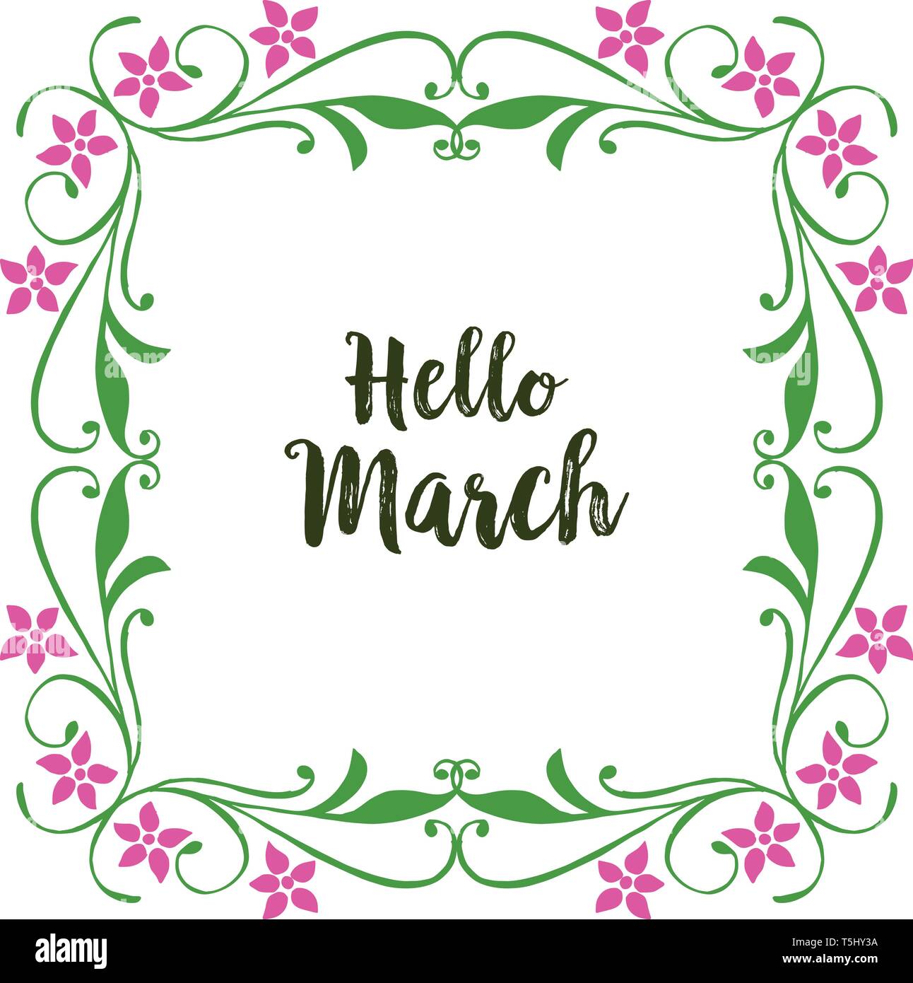 Vector illustration beautiful flower frame for invitation hello march ...