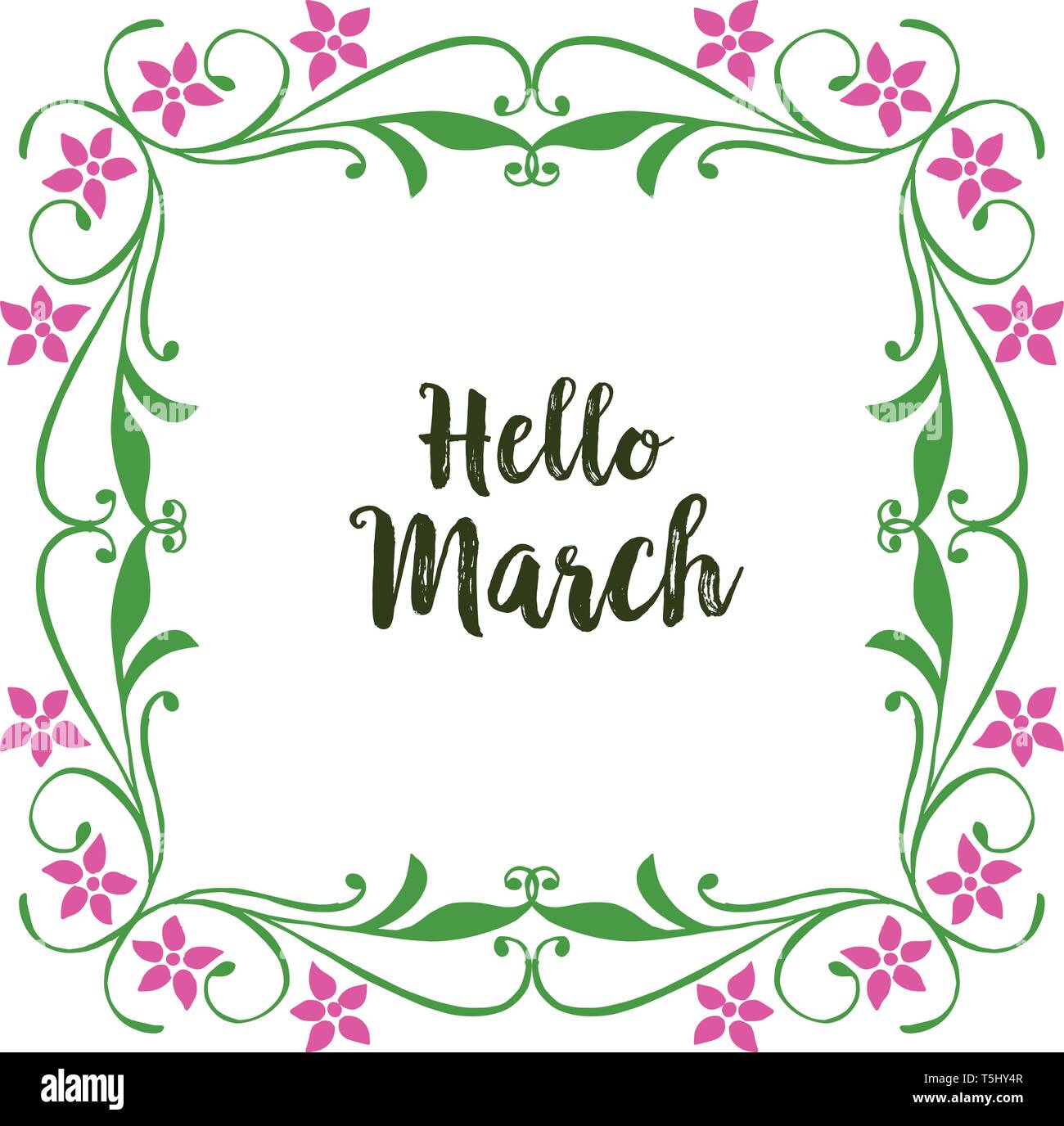 Vector illustration beautiful flower frame for invitation hello march ...