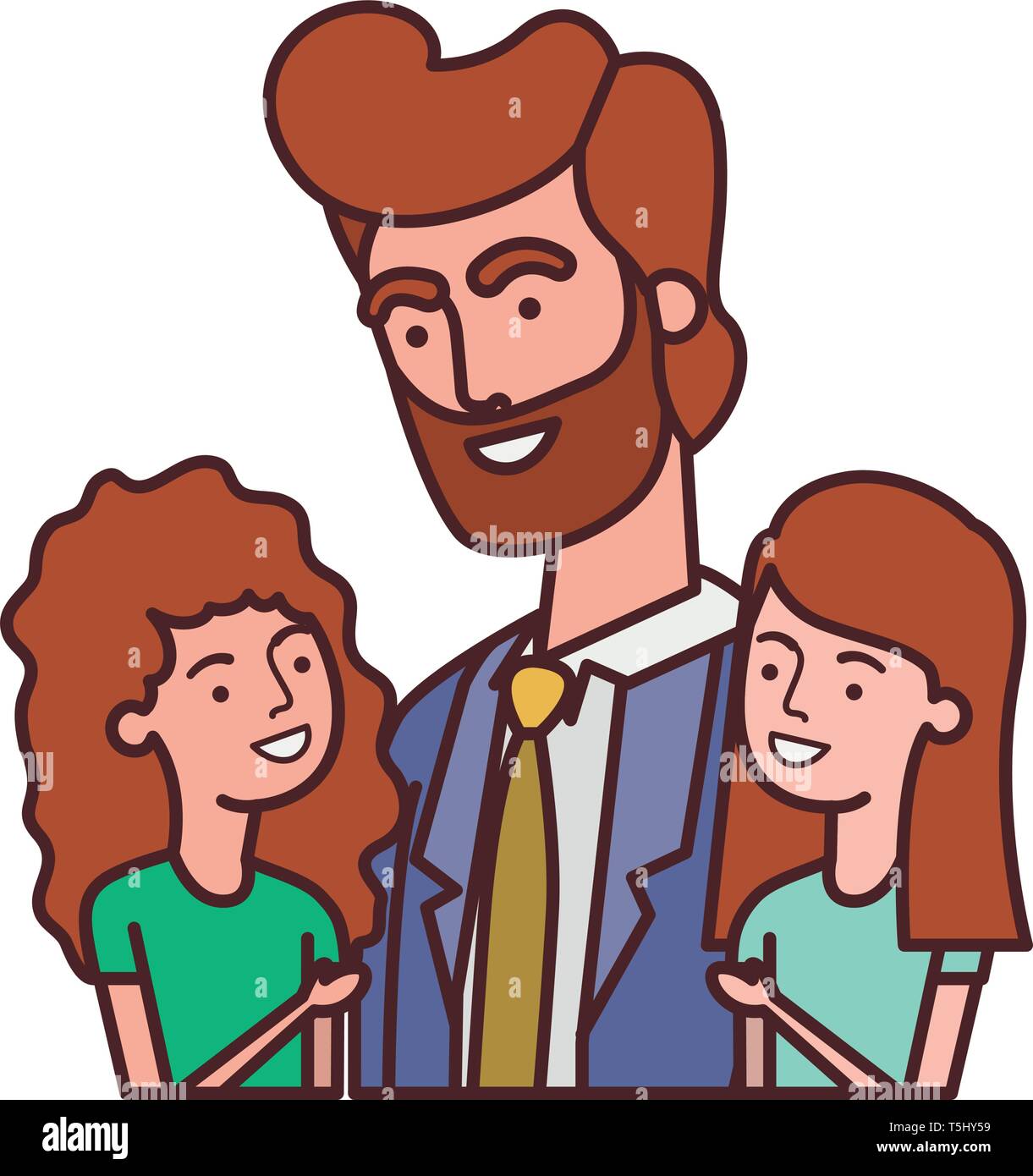father with daughters avatar character Stock Vector Image & Art - Alamy