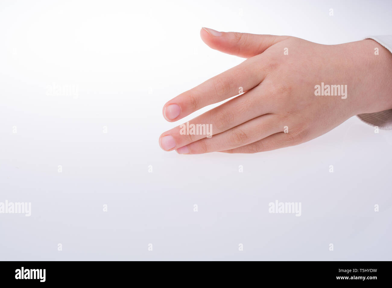 Hand open for a gesture isolated on white background Stock Photo - Alamy