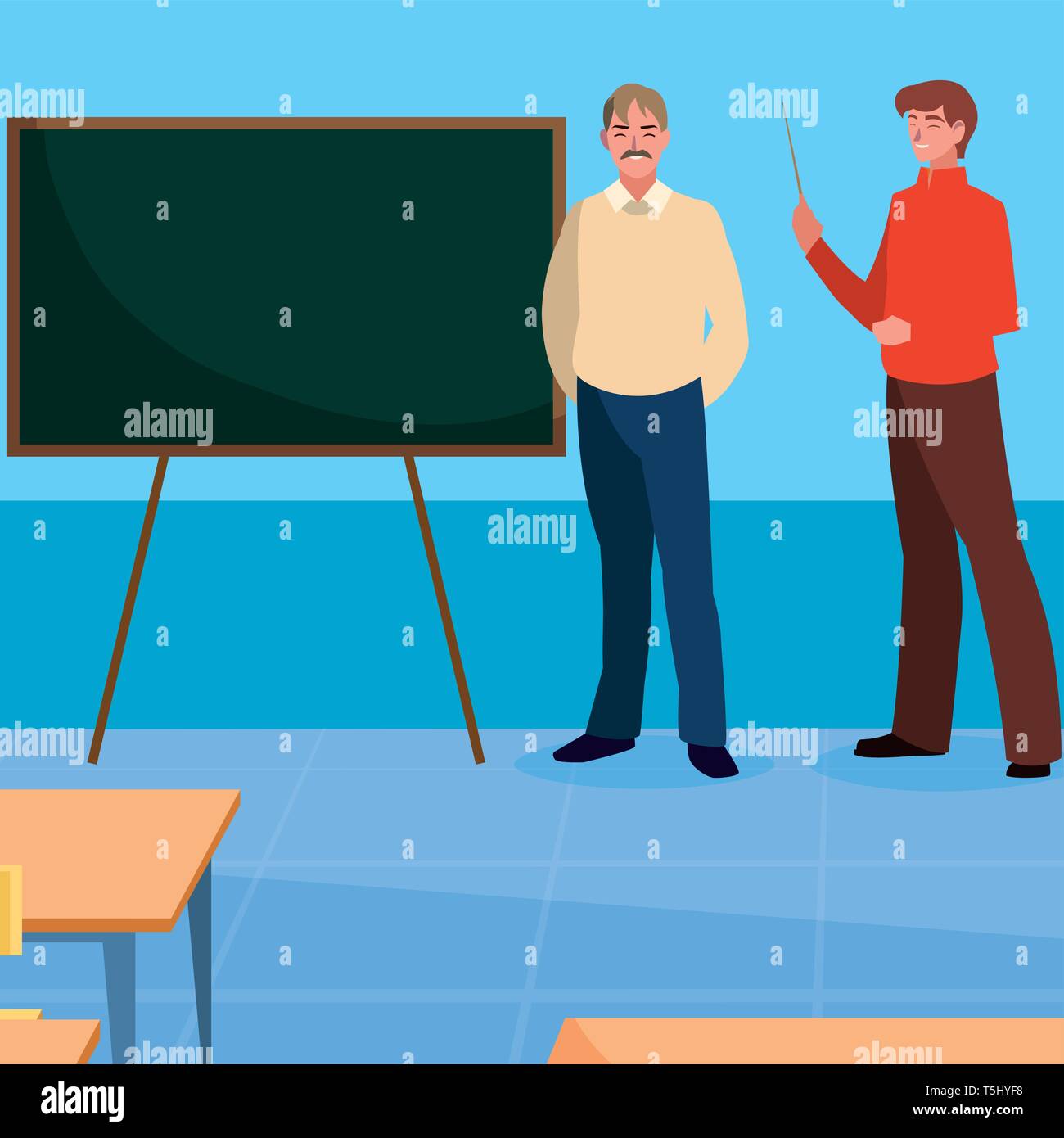 teachers couple in the classroom characters vector illustration design ...