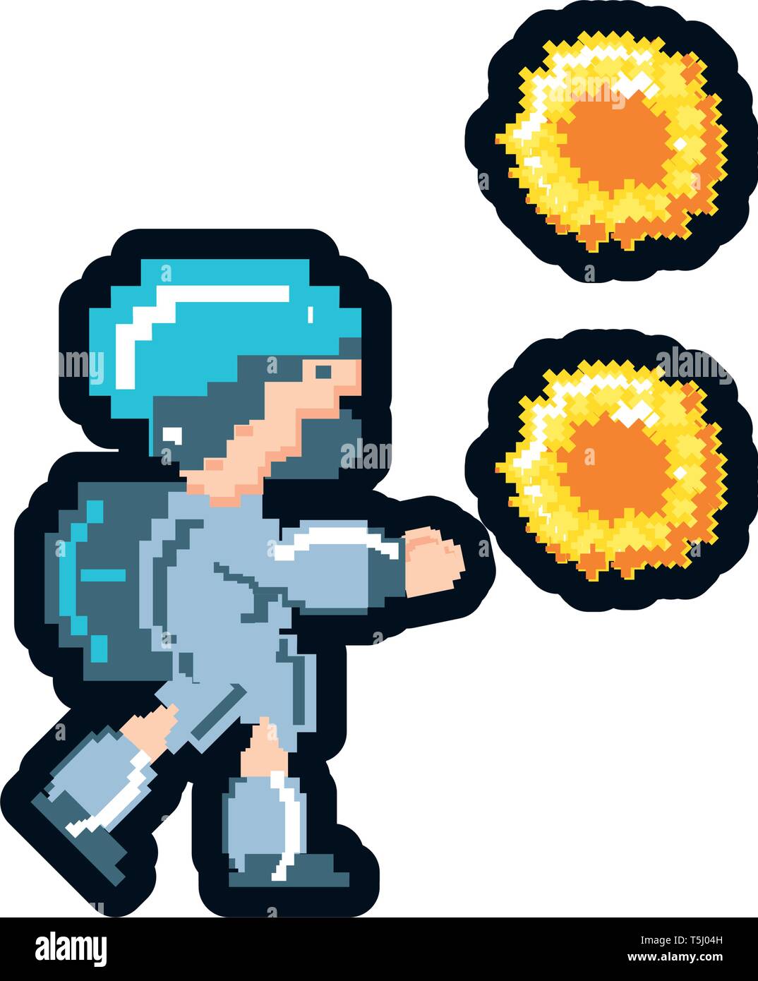 video game avatar with fire balls pixelated vector illustration design ...