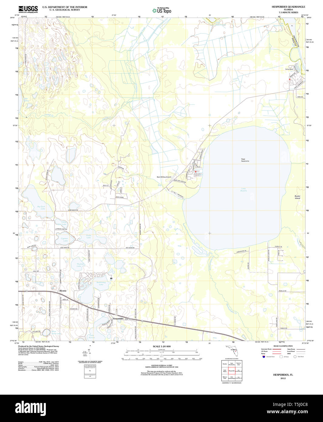 USGS TOPO Map Florida FL Hesperides 20120713 TM Restoration Stock Photo ...