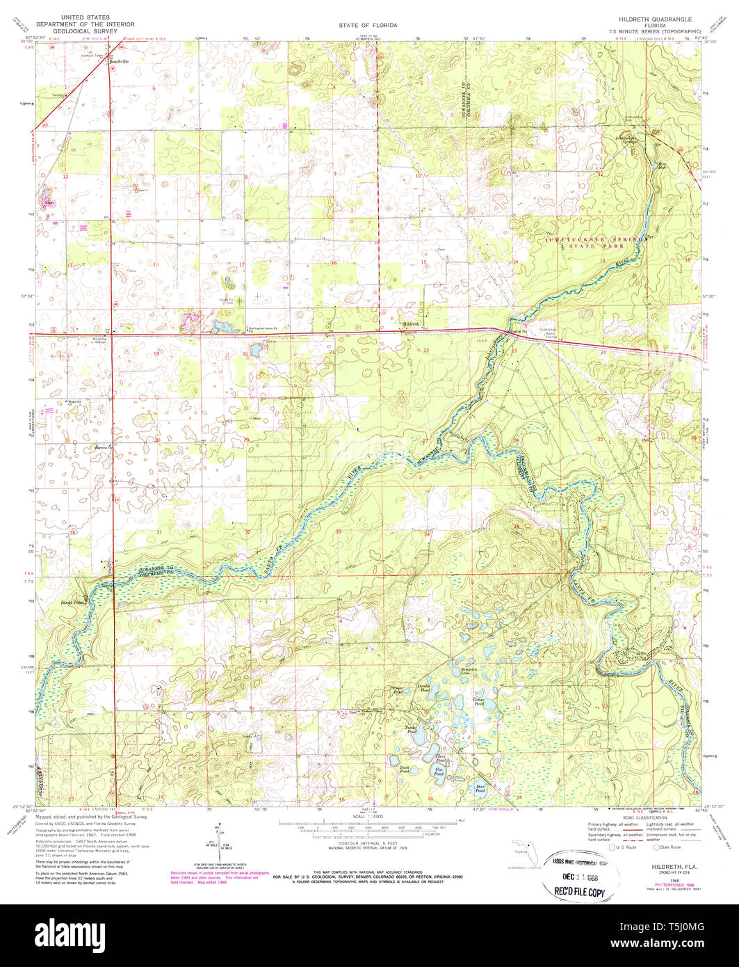 USGS TOPO Map Florida FL Hildreth 346614 1968 24000 Restoration Stock ...