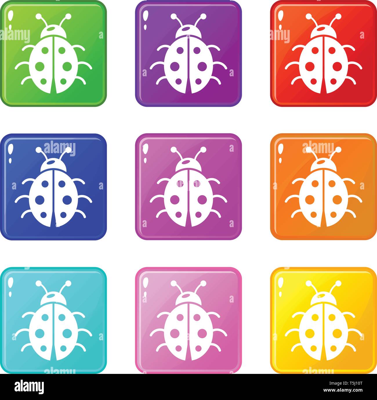 Ladybug icons set 9 color collection Stock Vector Image & Art - Alamy