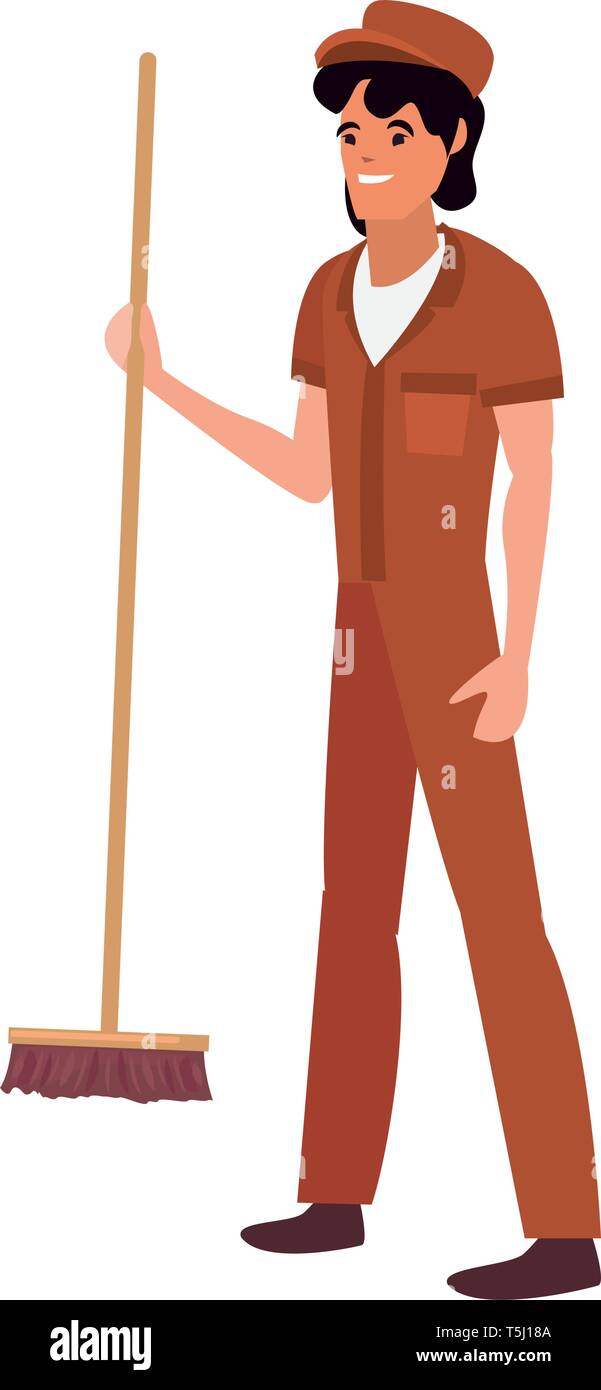 Portrait of street sweeper Stock Vector Images - Alamy