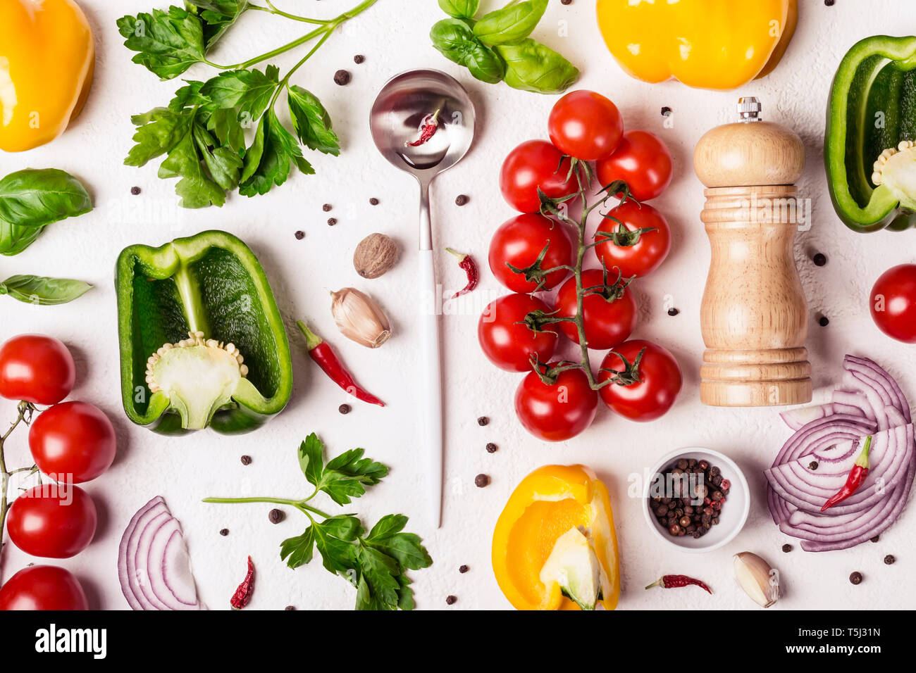 Selection of Fresh Organic Vegetables. Healthy food and cooking concept ...