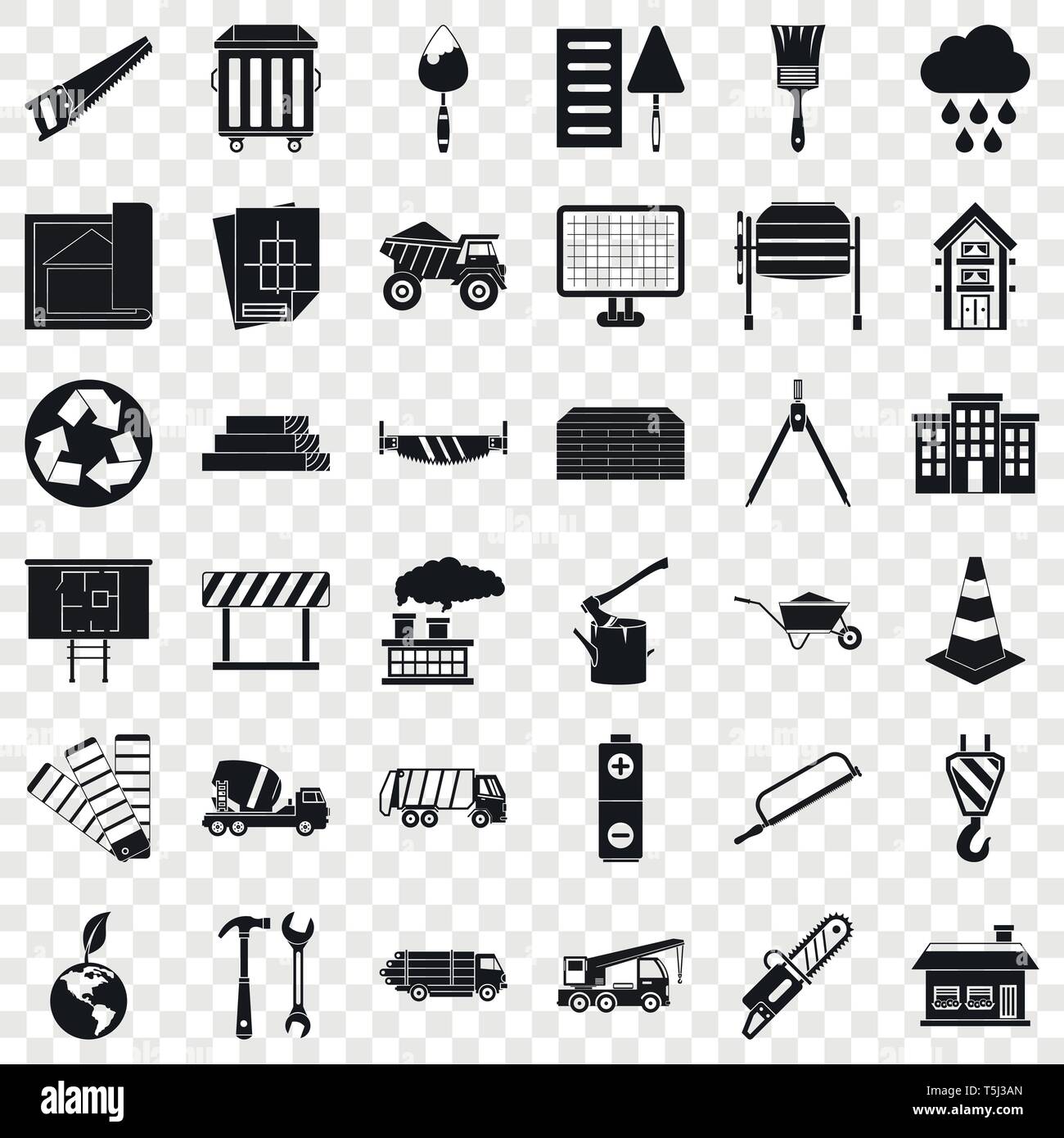 Construction of house icons set, simple style Stock Vector Image & Art ...