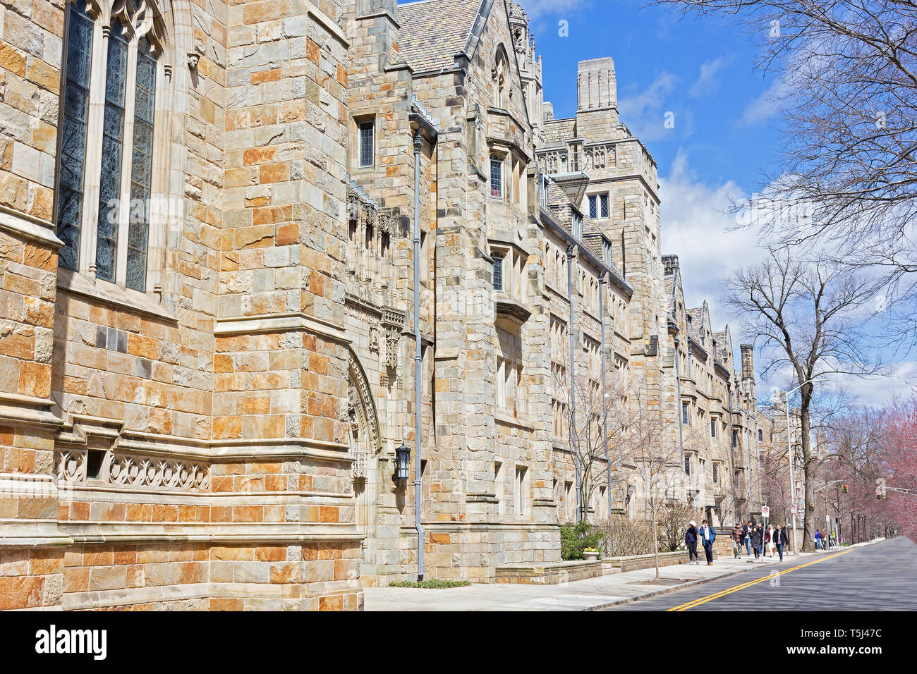 NEW HAVEN, CONNECTICUT, USA - APRIL 8: Collegiate Gothic building of ...
