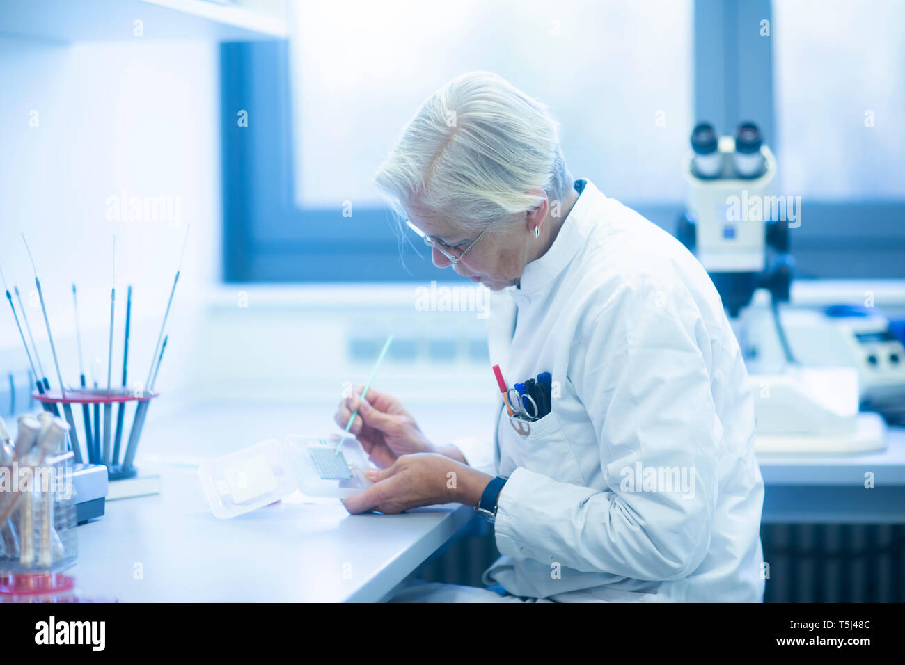 Lab technician preparing sample Stock Photo - Alamy