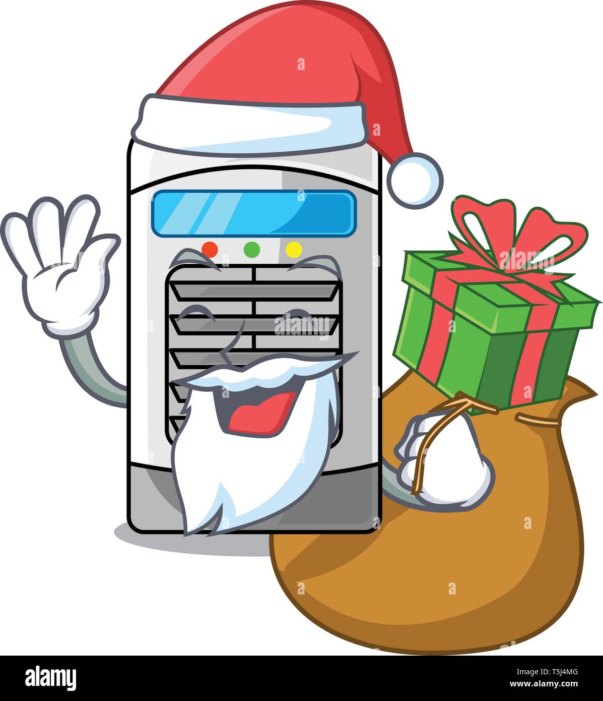 Santa with gift air cooler in the cartoon shape Stock Vector Image ...