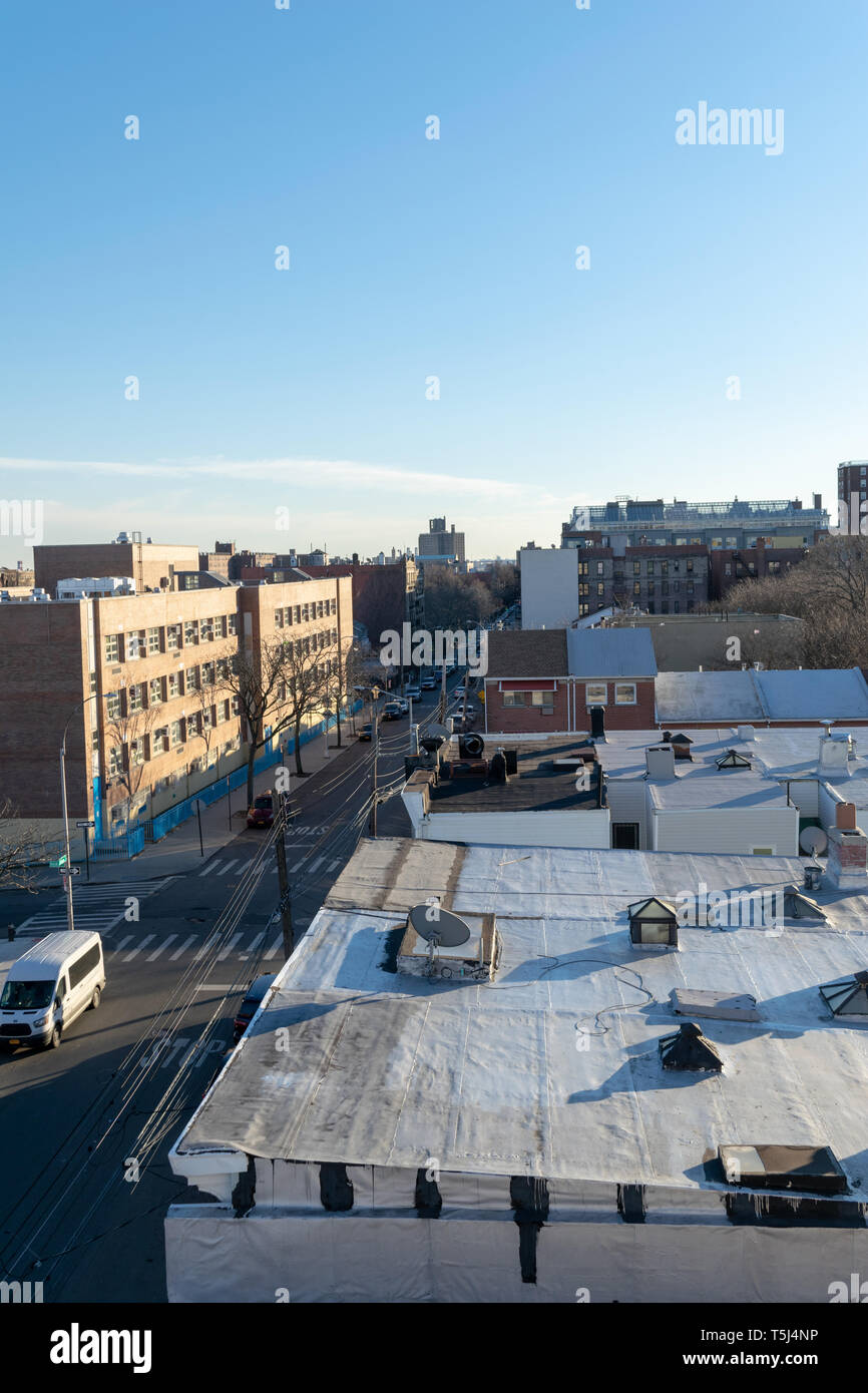 New York City rooftop on a bright and sunny day, Bronx, NY Stock Photo ...