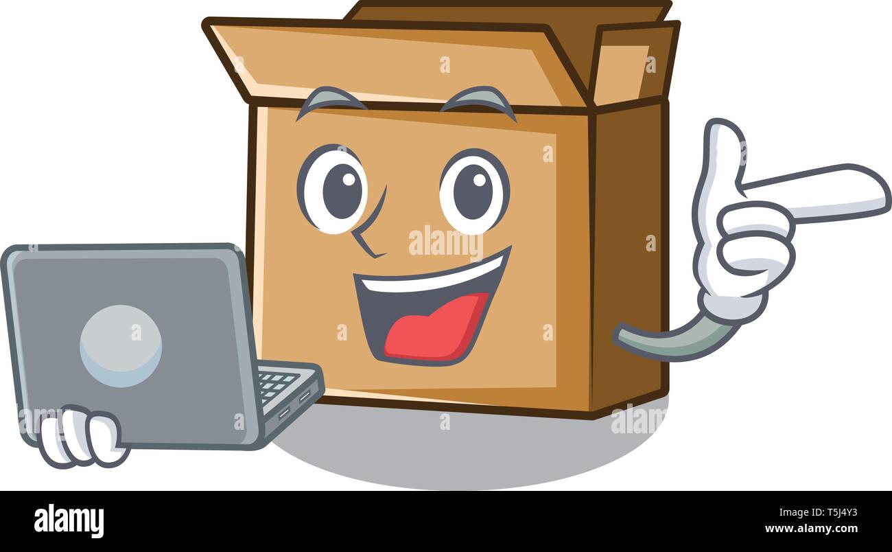 With laptop cardboard is placed above cartoon table Stock Vector Image ...