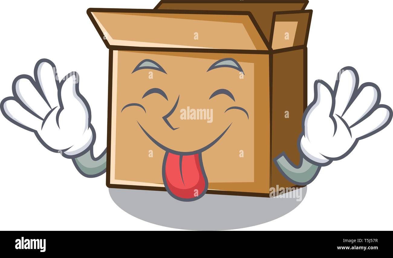 Tongue out cartoon cardboard placed next to chair Stock Vector Image ...