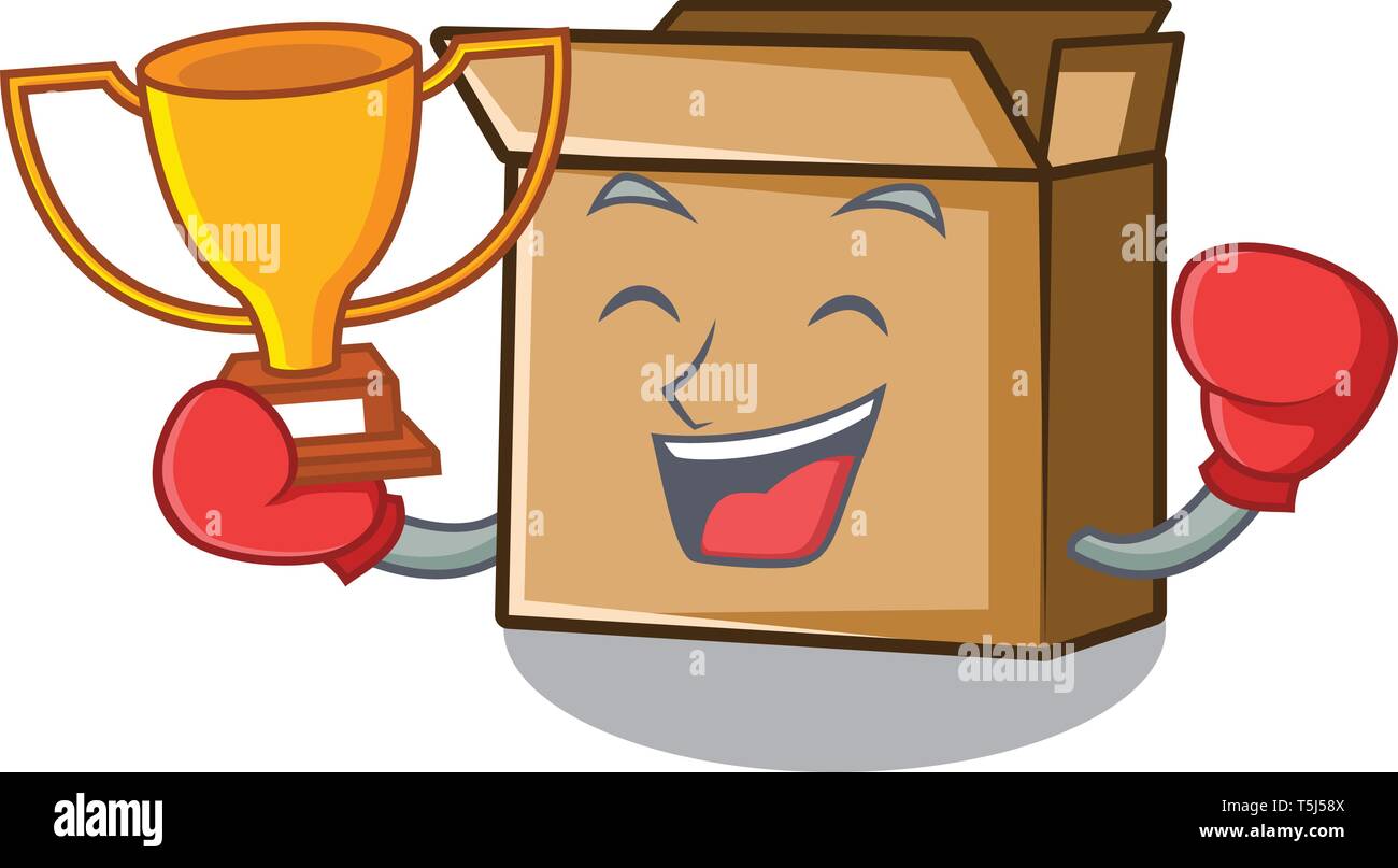Boxing winner cartoon cardboard placed next to chair Stock Vector Image ...