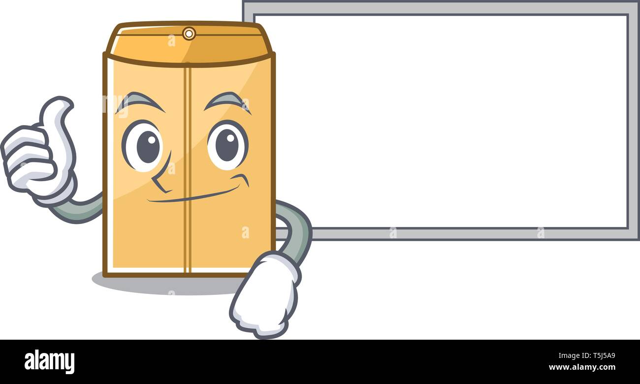 Thumbs up with board mailer envelope in the character shape Stock ...