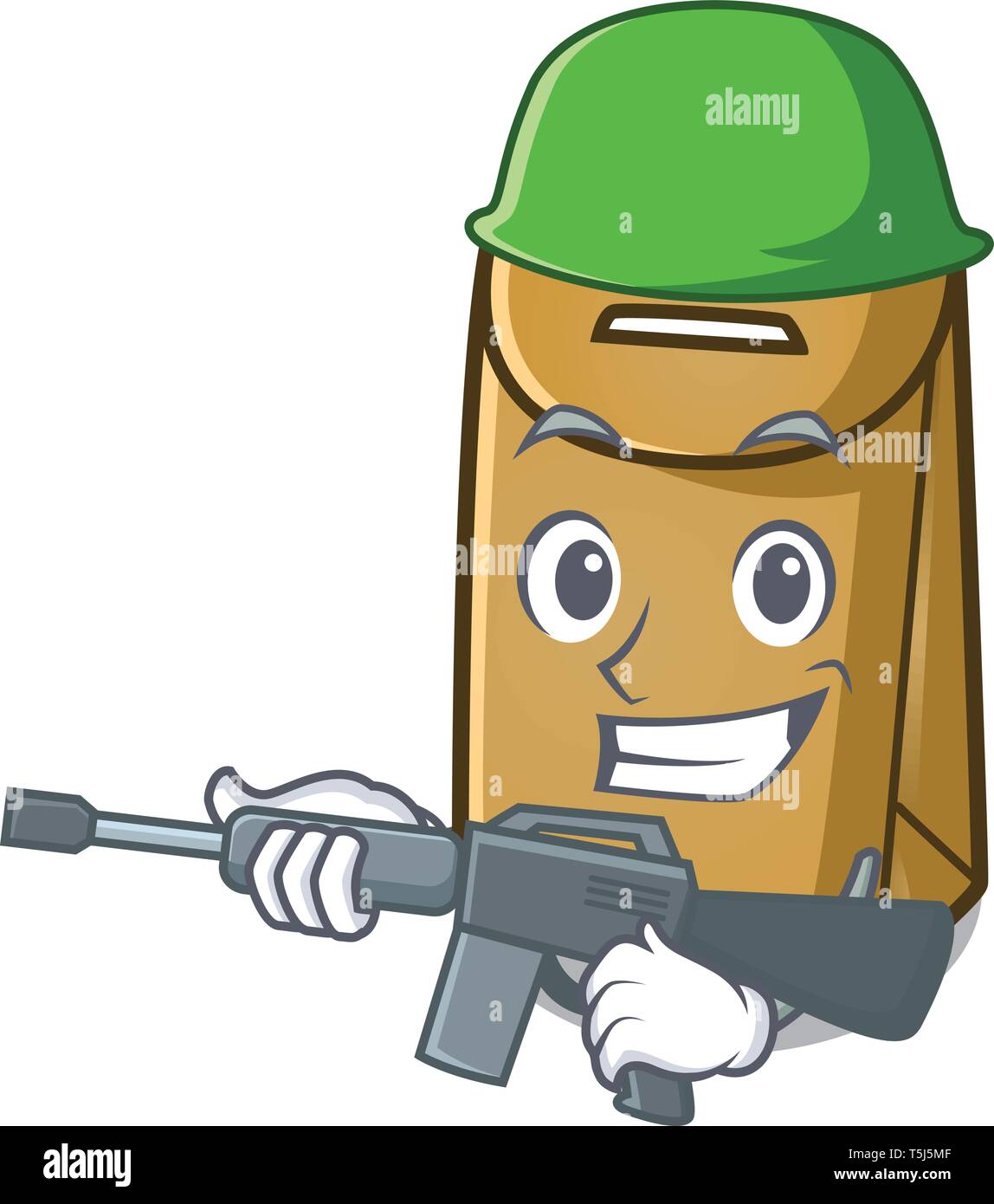 Army cartoon paper bag at table register Stock Vector Image & Art - Alamy