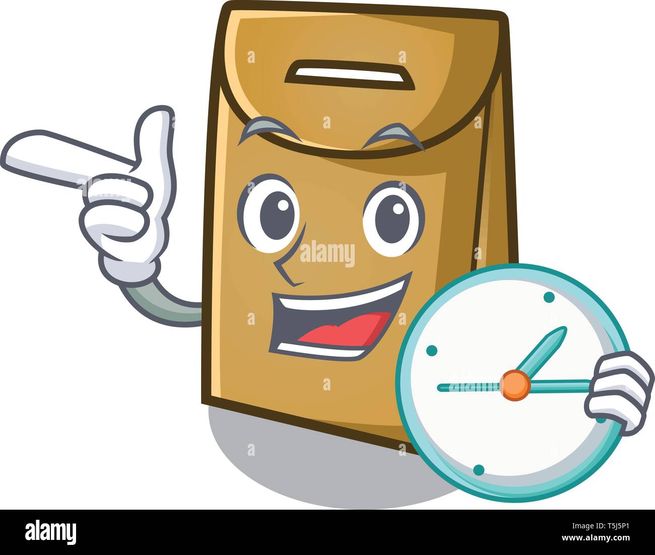With clock paper bag isolated with the character Stock Vector Image ...