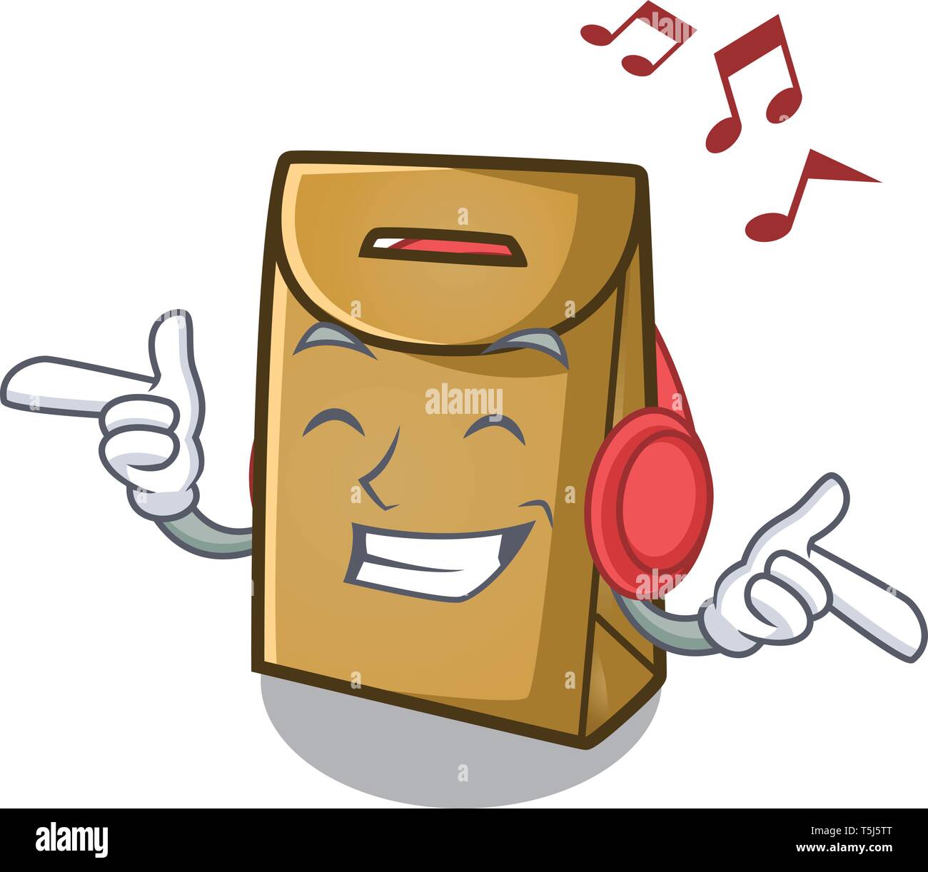 Listening music paper bag in the cartoon shape Stock Vector Image & Art ...