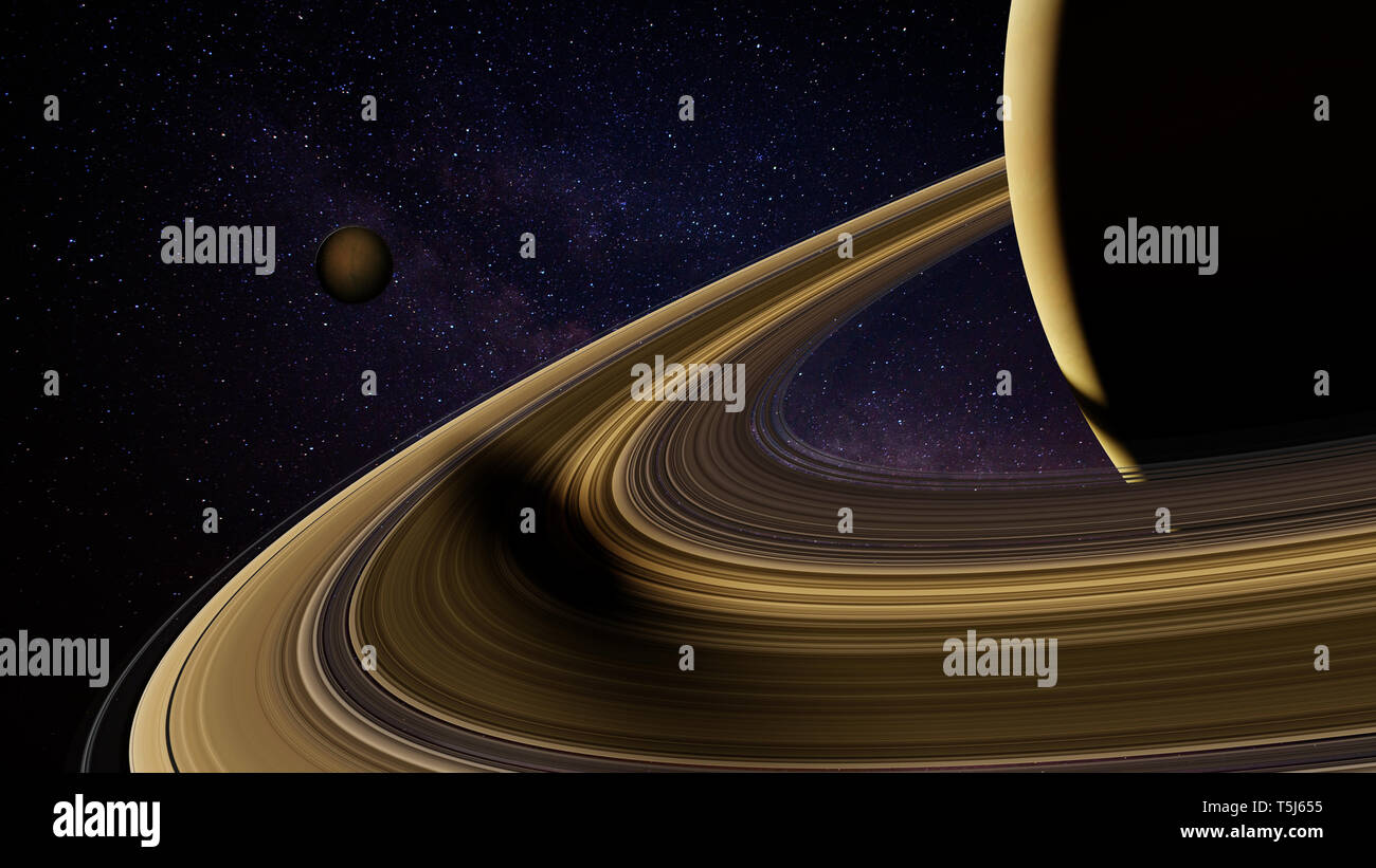 Ring Saturn And Its Moons