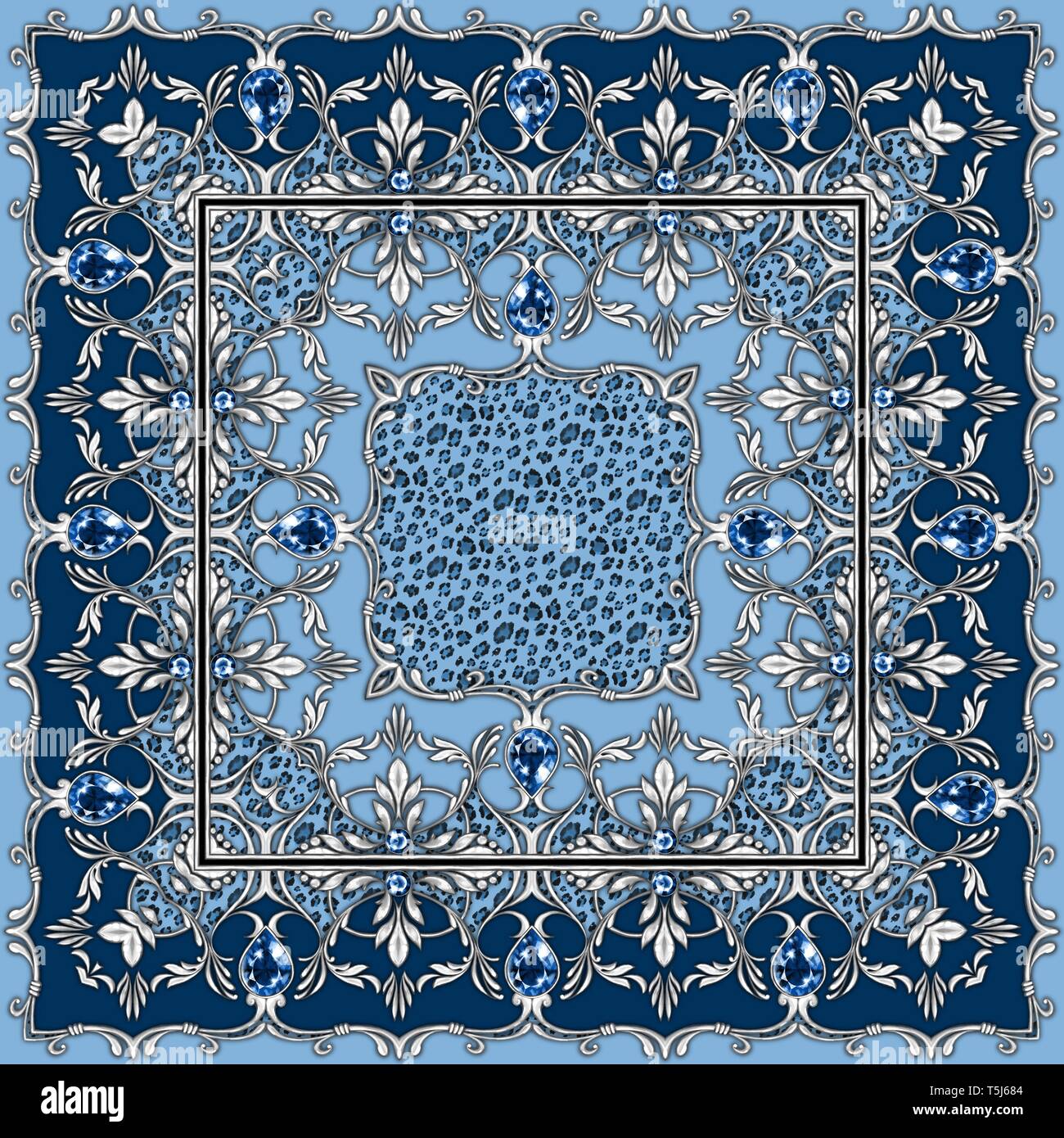 Square composition with silver scrolls Stock Photo - Alamy