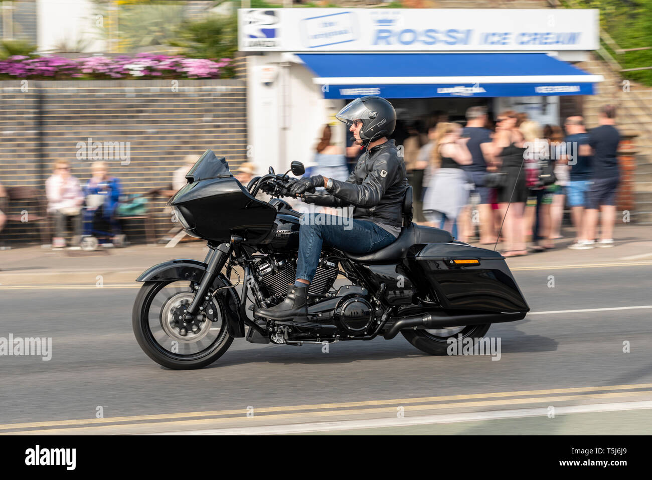 Black Harley Davidson ridden at the Southend Shakedown motorcycle rally ...