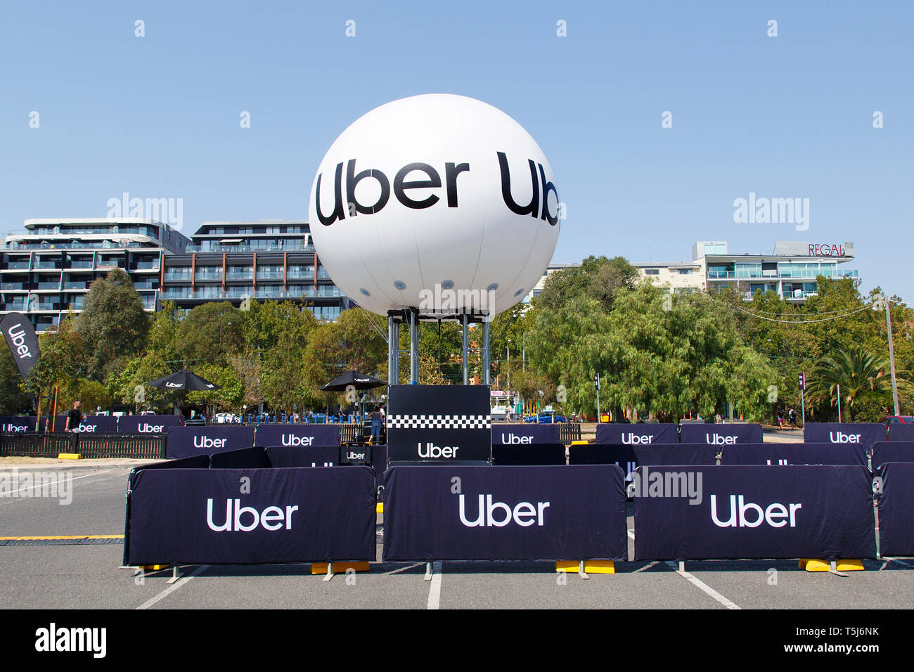 Melbourne, Australia: March 17, 2019: Uber car park at an event ...