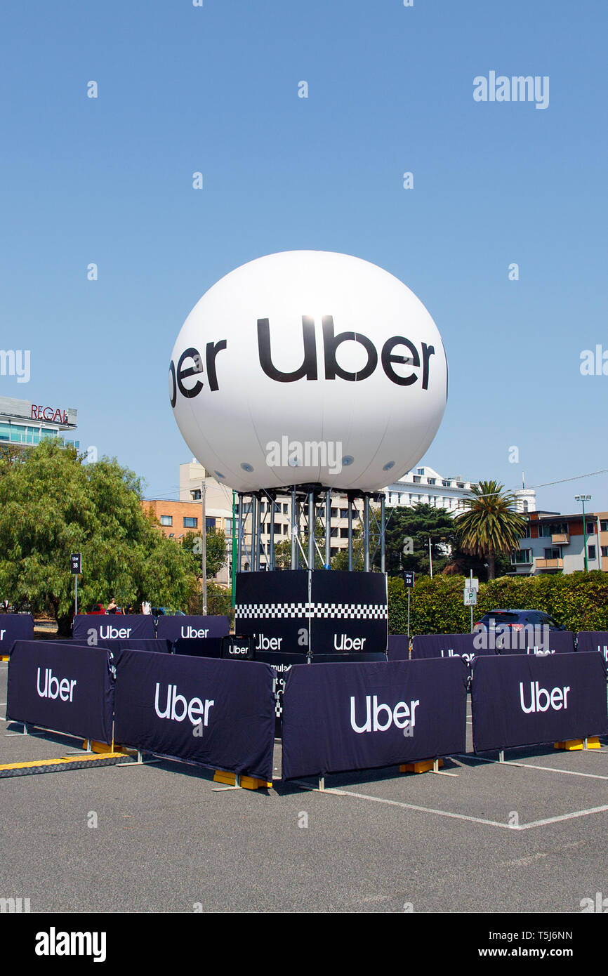 Melbourne, Australia: March 17, 2019: Uber car park at an event ...