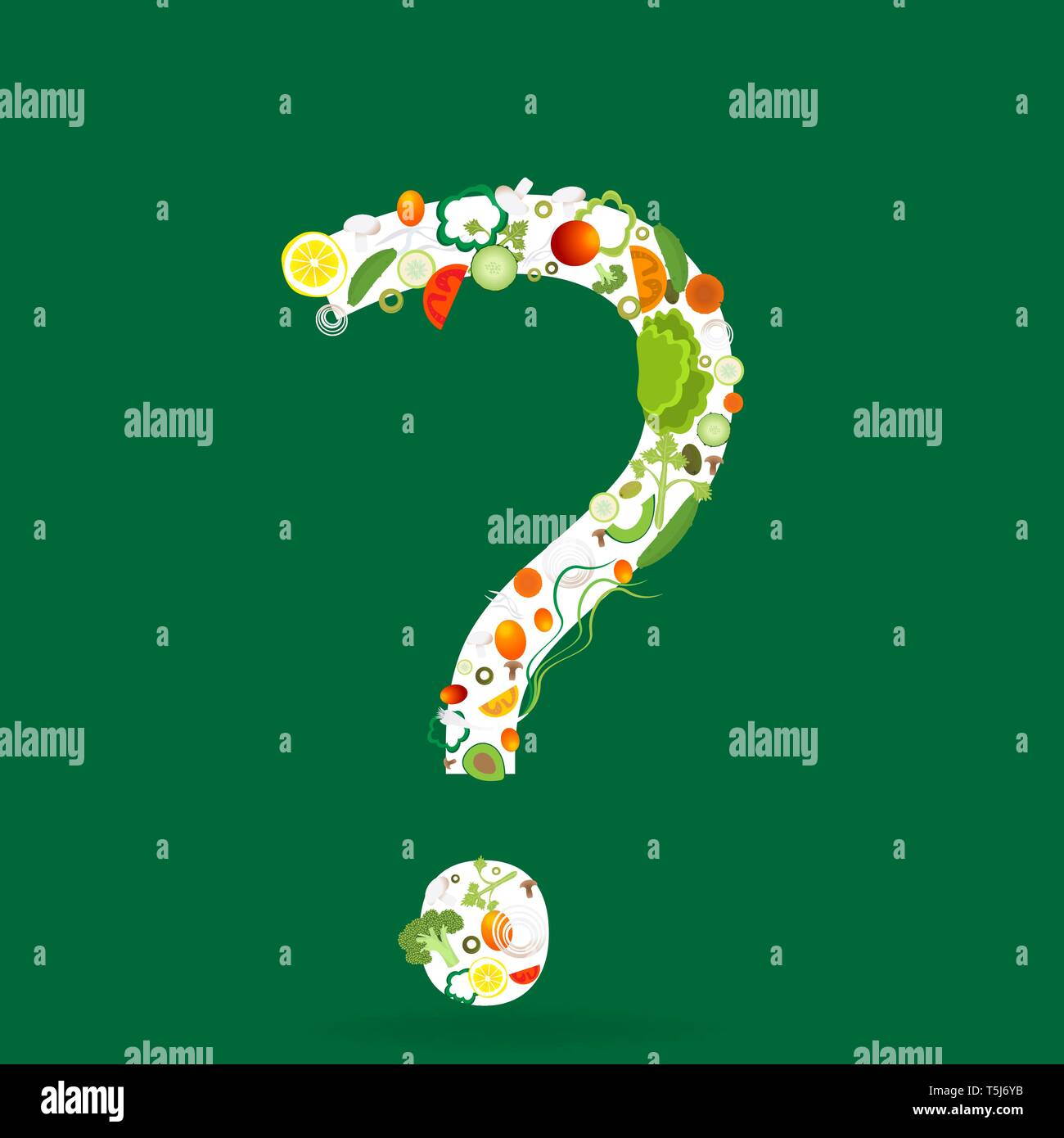 question mark with vegetables pattern for web and print decoration ...