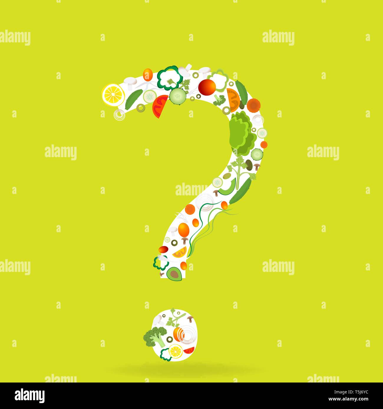 question mark with vegetables pattern for web and print decoration ...