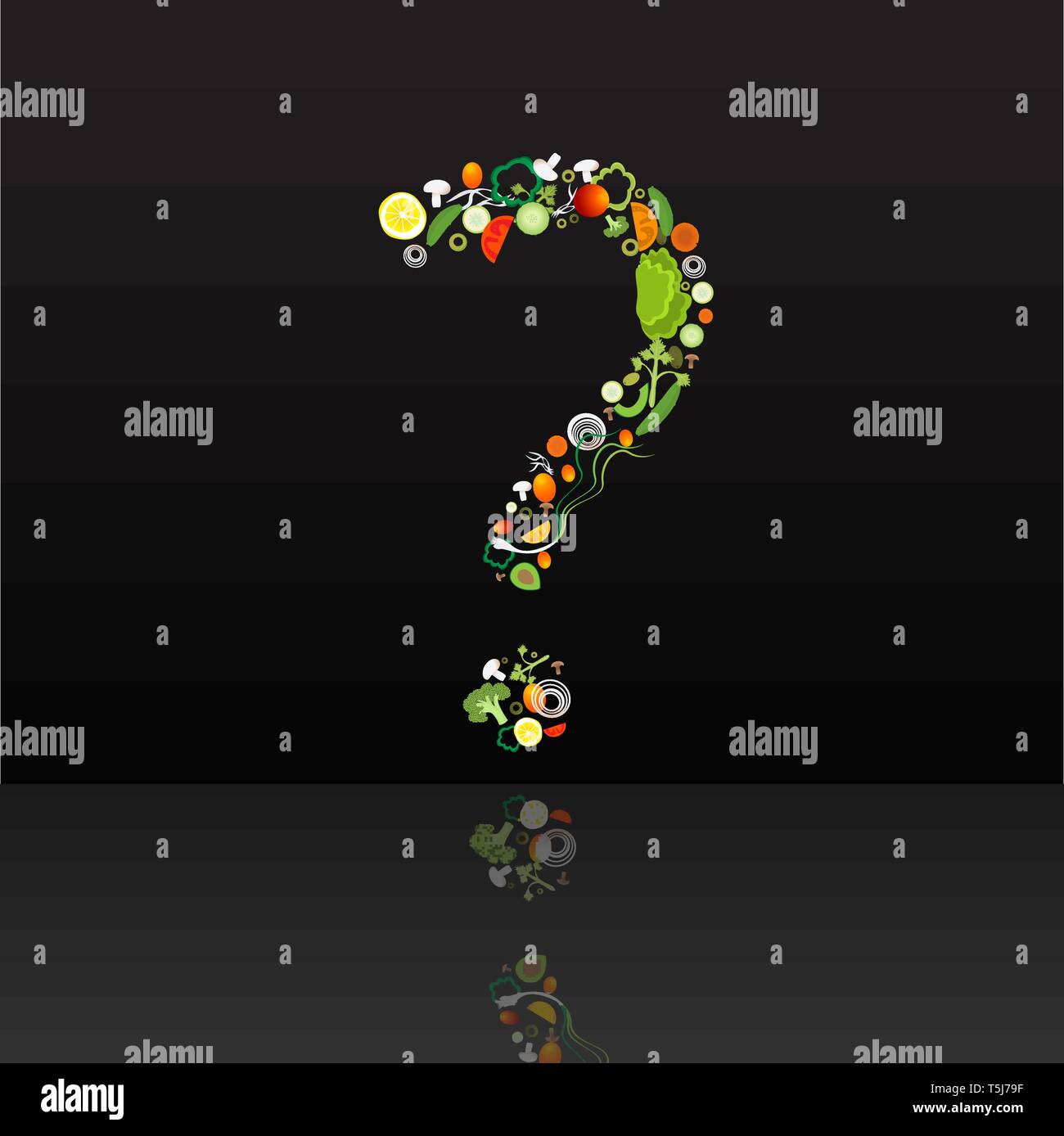 question mark with vegetables pattern for web and print decoration ...