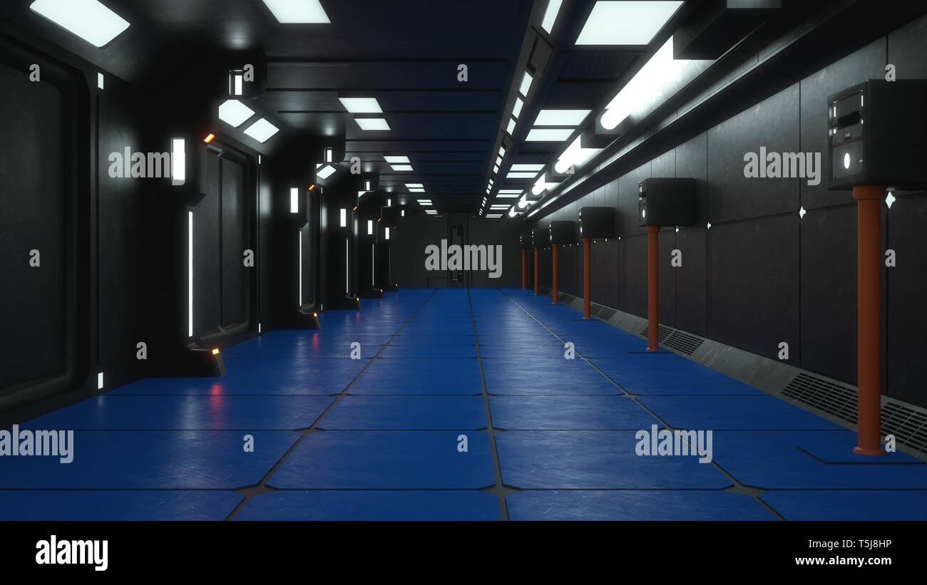3d render interior. Futuristic hallway. Interior concept design Stock ...