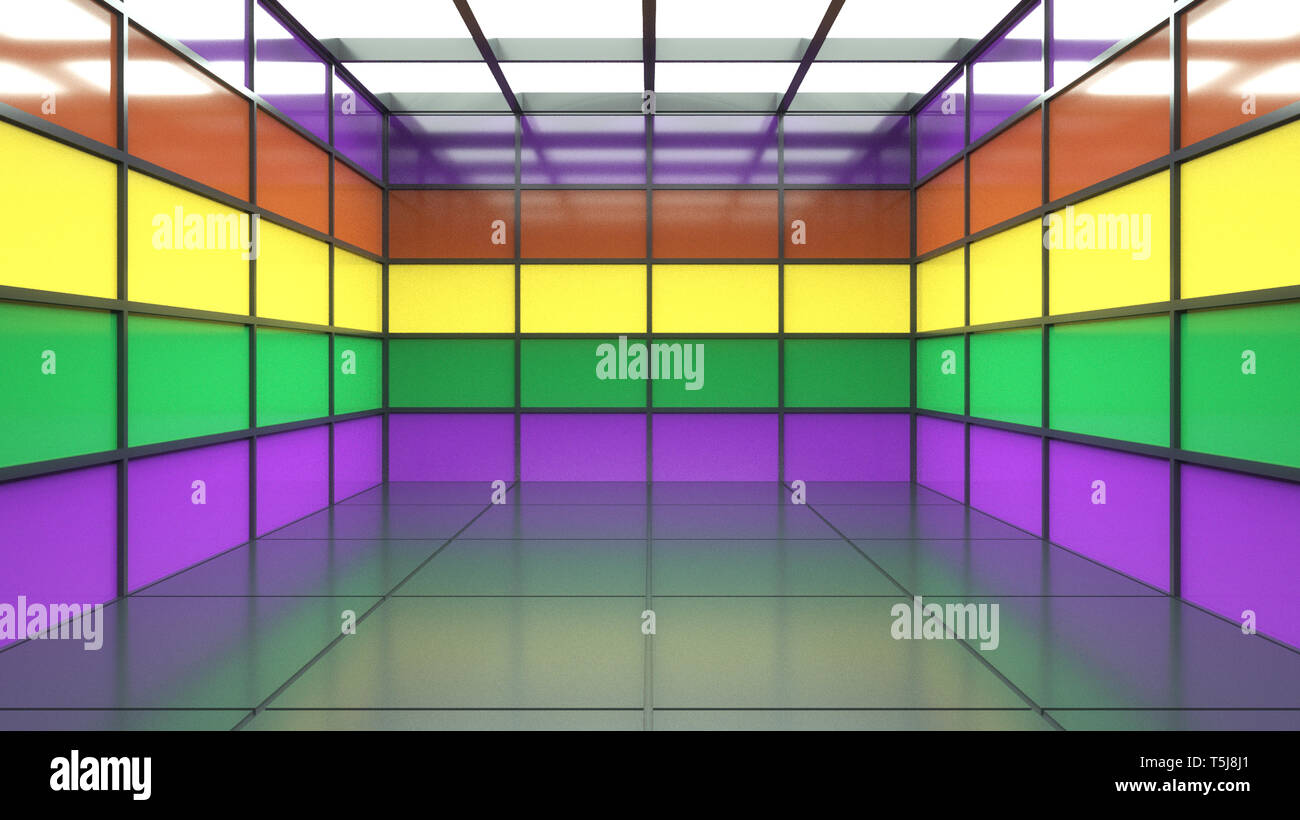 4d render. Multicolored room Stock Photo - Alamy