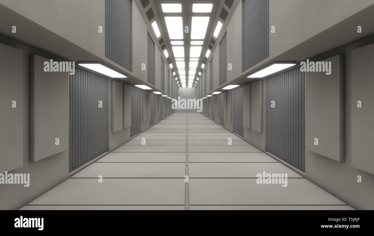 3d render interior. Futuristic hallway. Interior concept design Stock ...
