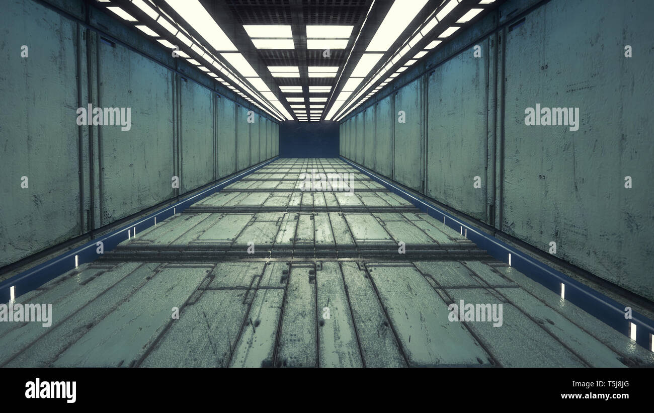3d render interior. Futuristic hallway. Interior concept design Stock ...