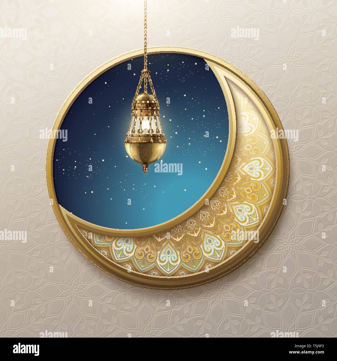 Crescent moon and hanging fanoos design element Stock Vector Image ...