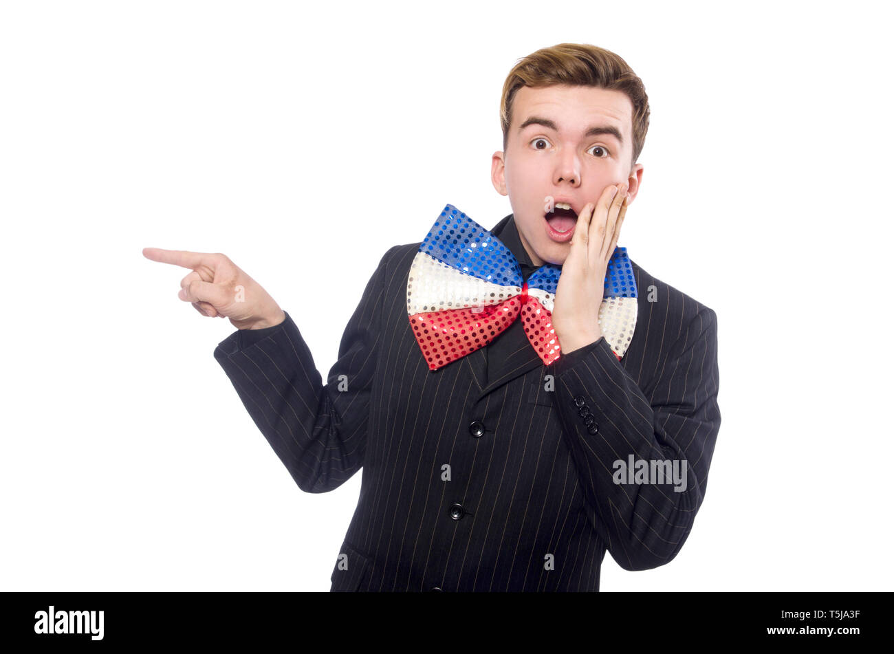 Funny man with giant bow tie Stock Photo - Alamy